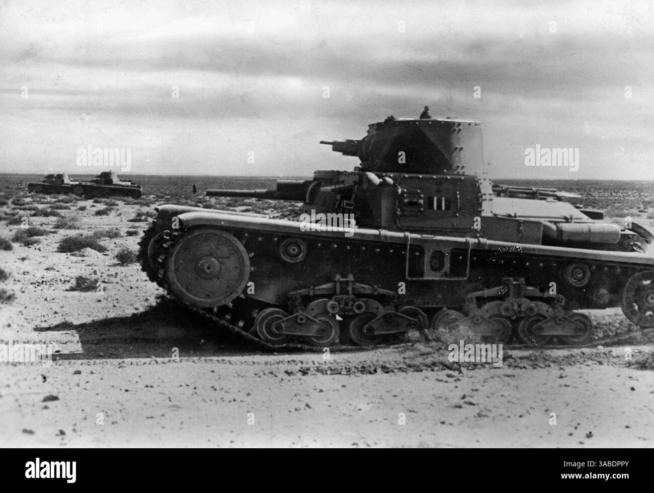Italian M11/39 tanks of the Ariete Division during the advance on Sidi ...