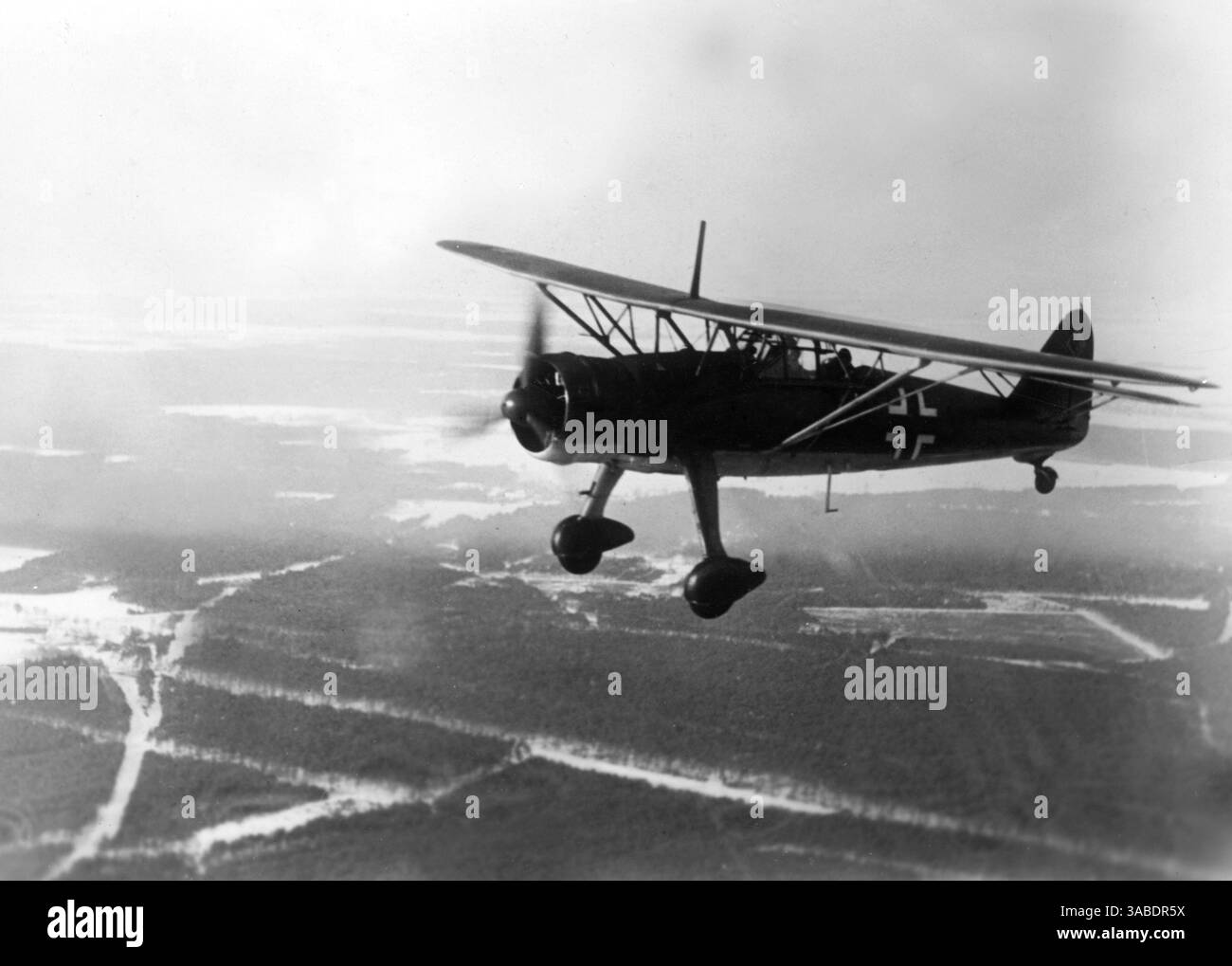 Henschel Hs 126 reconnaissance aircraft returning from an exercise ...