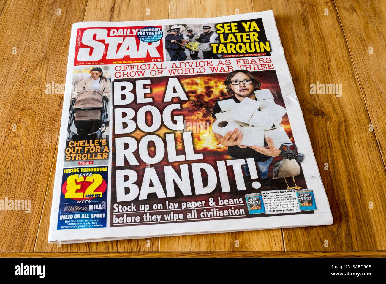 28 March 2025. Front page headline in Daily Star is Official advice as fears grow of World War ...