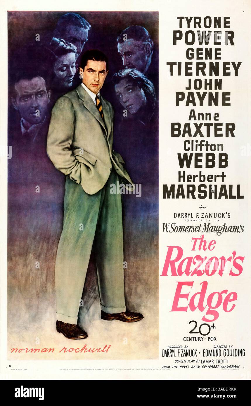 Poster for the film The Razor's Edge. Illustrated by Norman Rockwell ...