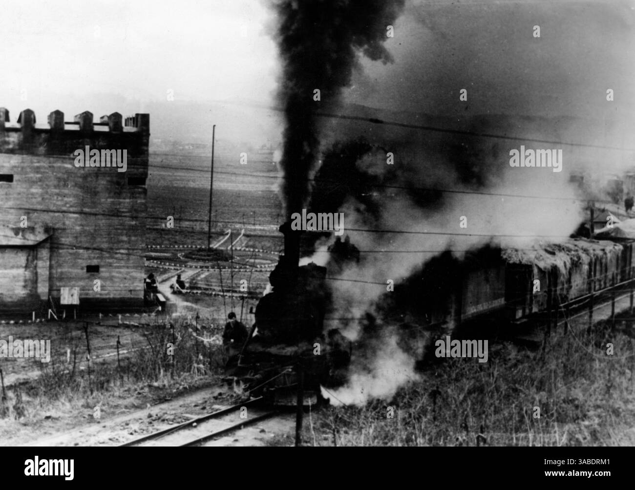 German supply train in the Montenegrin mountains. On the locomotive ...