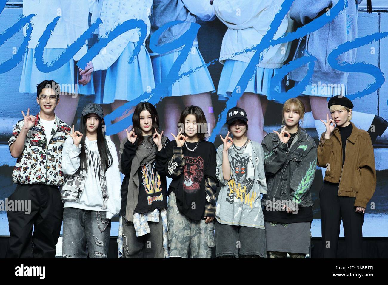 TAIPEI, CHINA - APRIL 2, 2025 - South Korean girl group YOUNG POSSE attends a press conference ...