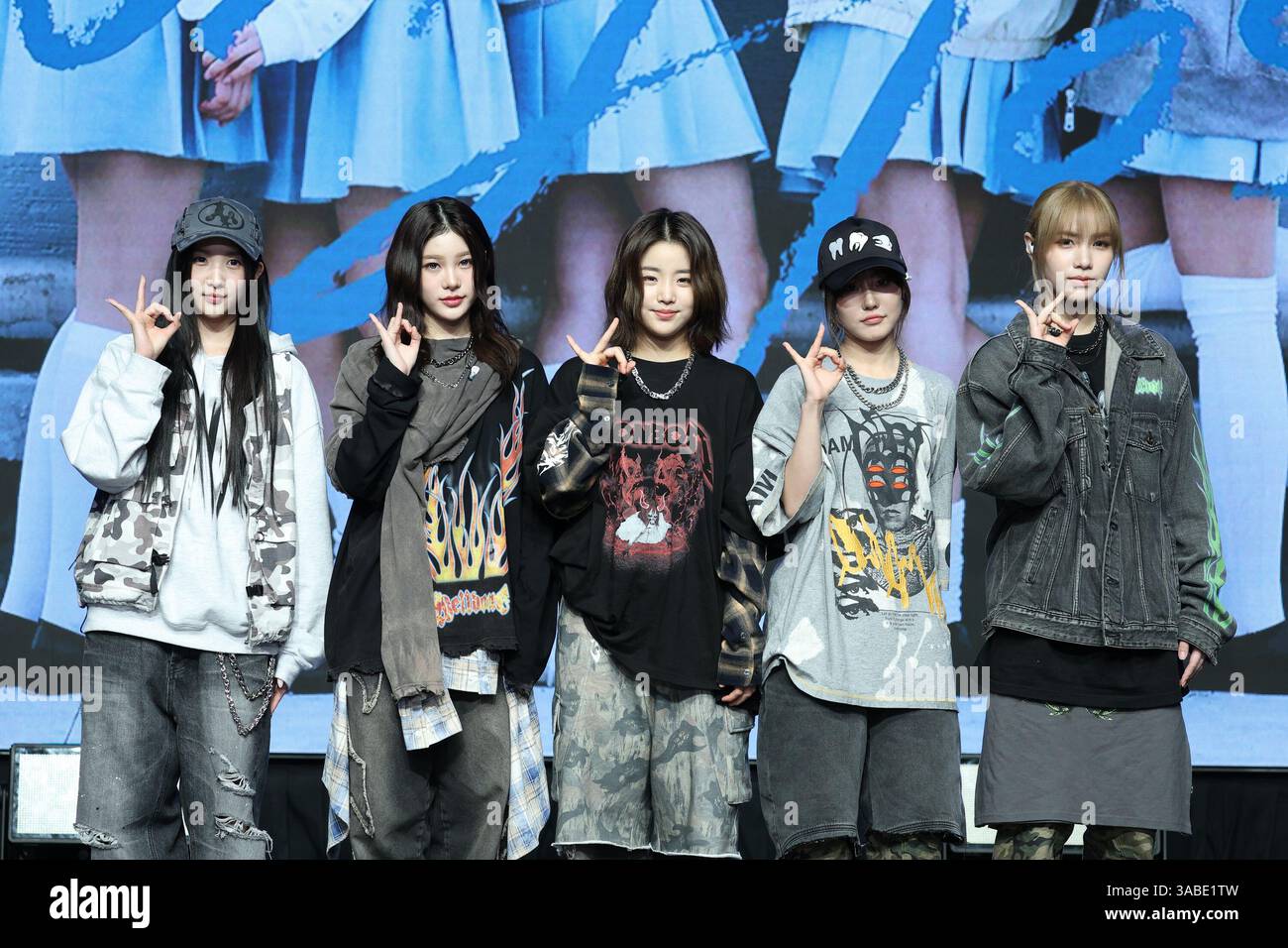 TAIPEI, CHINA - APRIL 2, 2025 - South Korean girl group YOUNG POSSE attends a press conference ...