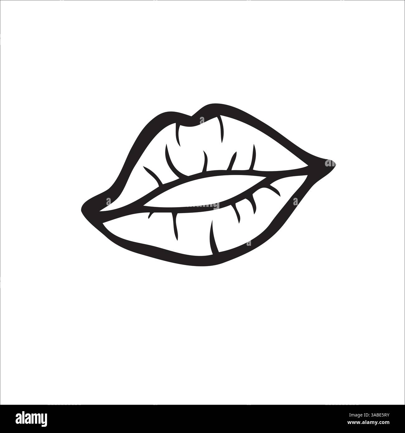 vector doodle black outline lips Stock Vector Image & Art - Alamy