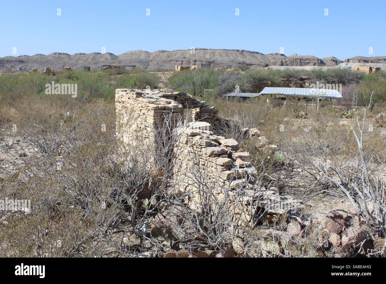 Remains of an abandoned limestone home at the Terlingua Ghost Town in ...
