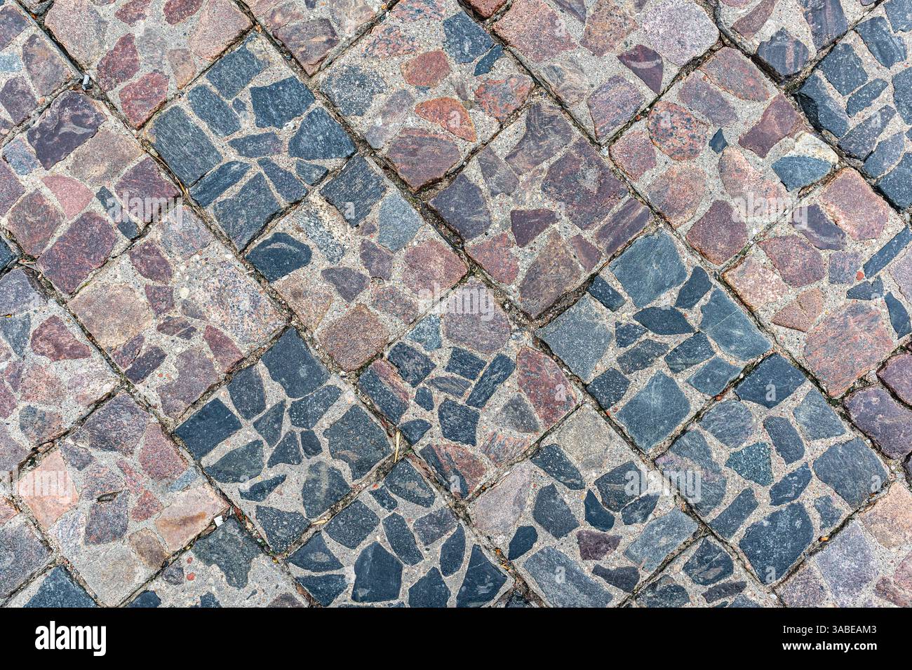 Street paved with cobblestones, view from above. Beautiful background ...