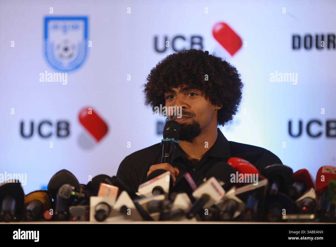 Hamza Choudhury during a press briefing at the team hotel as join ...