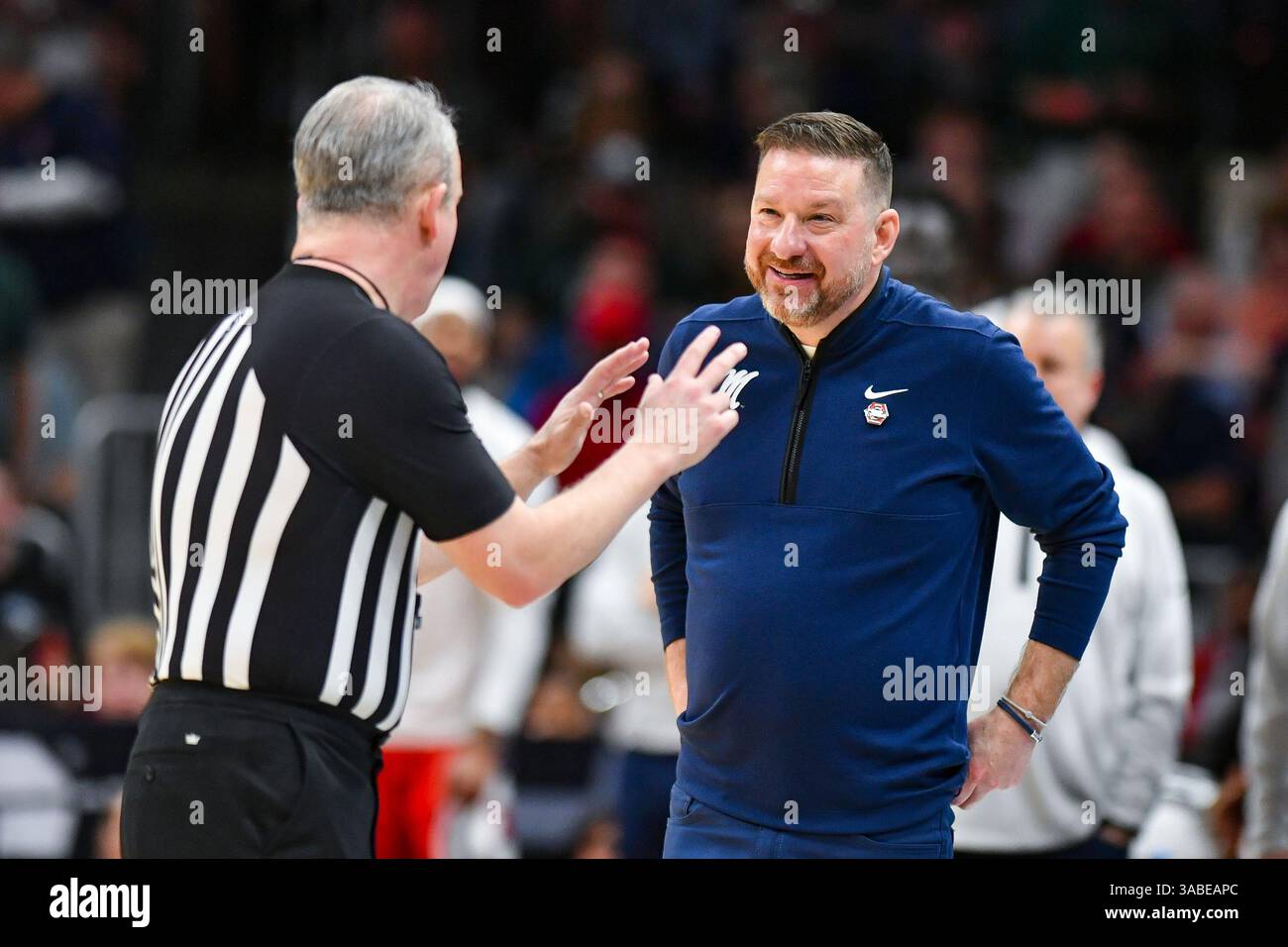 ATLANTA, GA – MARCH 28: Ole Miss head coach Chris Beard talks with the ...