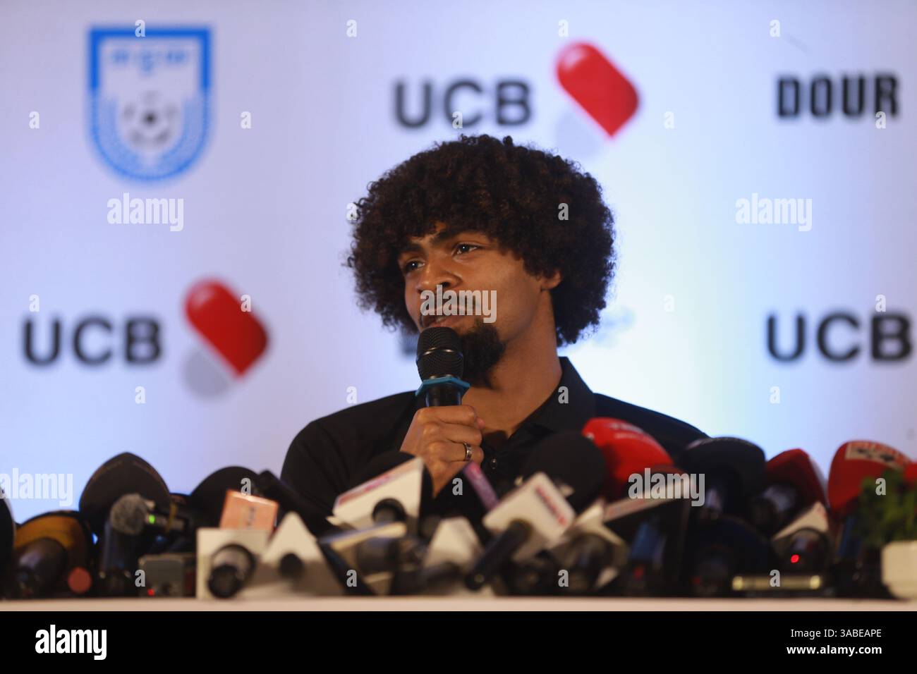 Hamza Choudhury during a press briefing at the team hotel as join ...