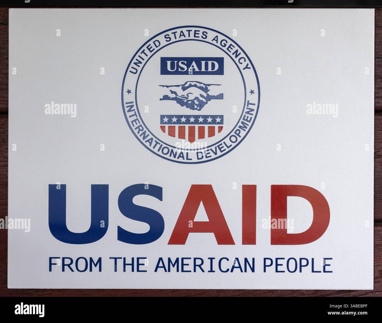 USAID logo on a sign at a health NGO in Africa which will no longer ...