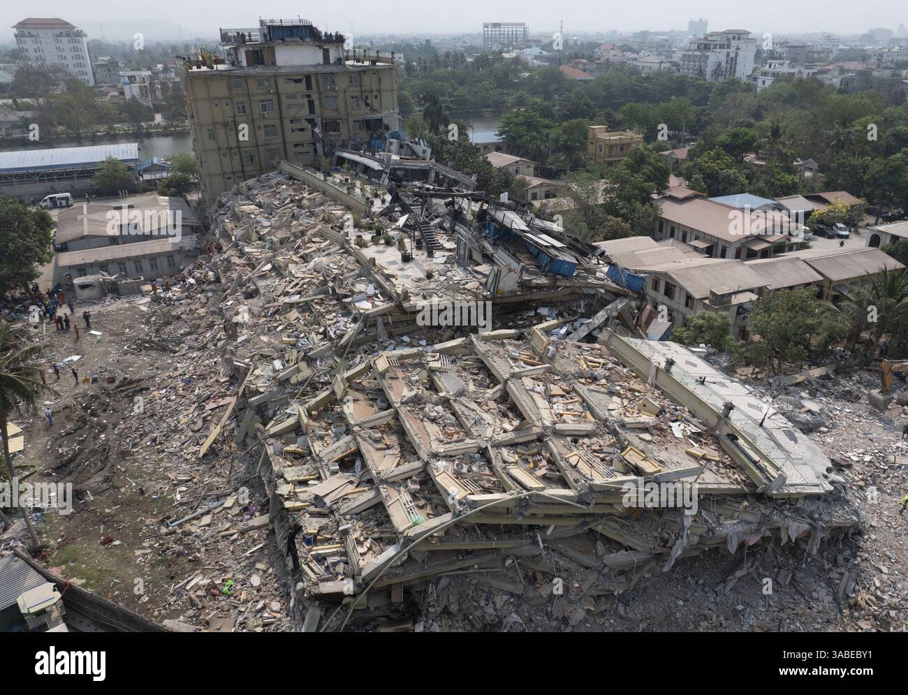 Mandalay, Myanmar. 01st Apr, 2025. An aerial drone photo shows the ...