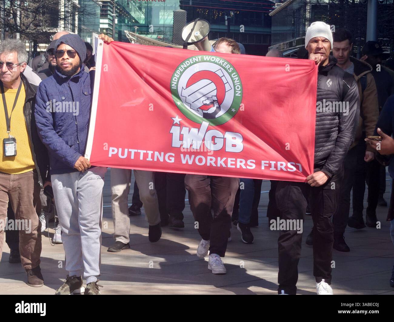 London, UK. 2nd, April, 2025. Protestors including members of IWGB ...