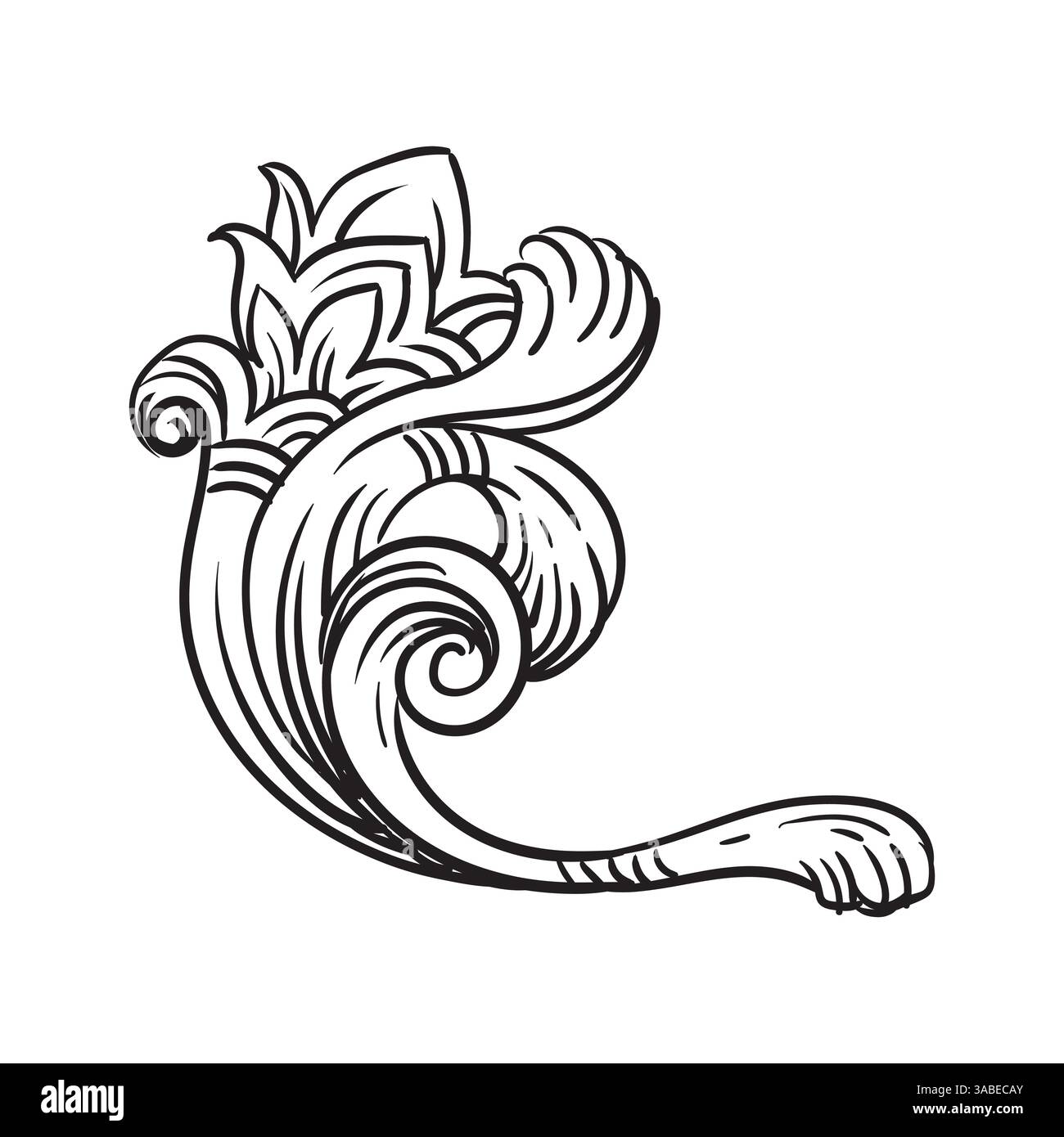 Vintage Baroque engraved design element. Scroll decorative ornament ...