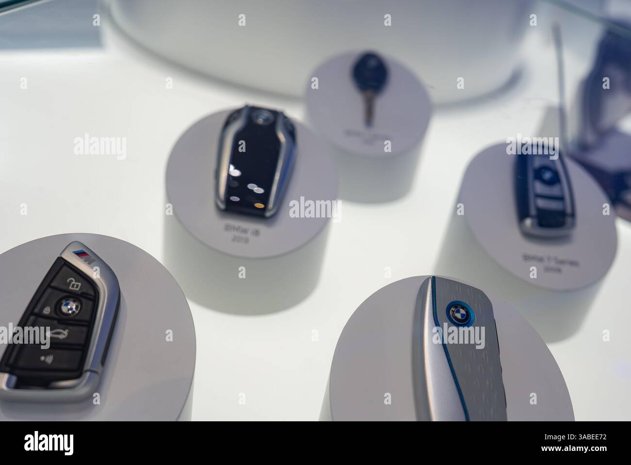 Display of BMW Car Keys and Fobs at BMW Museum in Munich Stock Photo ...