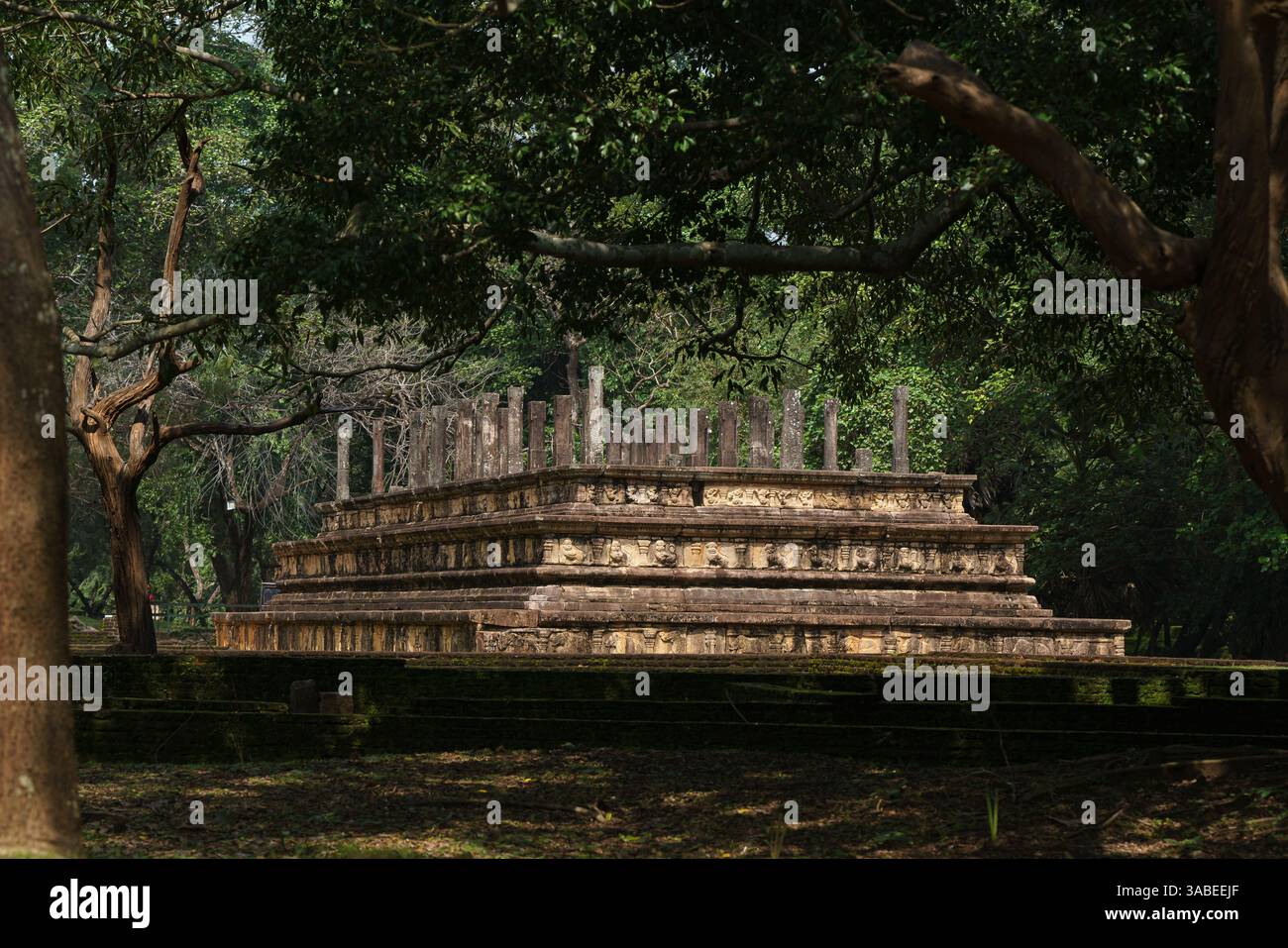 The image depicts the Vatadage, a circular relic house in Polonnaruwa’s ...