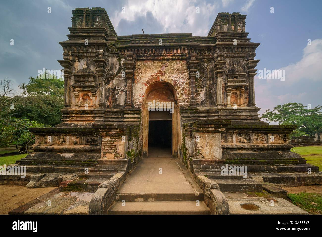 The image depicts the Vatadage, a circular relic house in Polonnaruwa’s ...