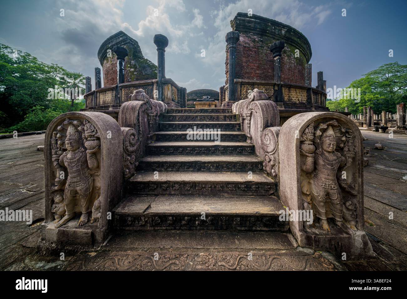 The image depicts the Vatadage, a circular relic house in Polonnaruwa’s ...