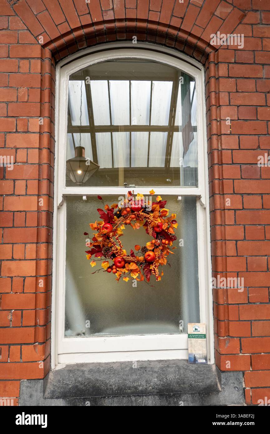 Victorian Sash Window Exterior In A Red Brick House With An Autumn Fall ...