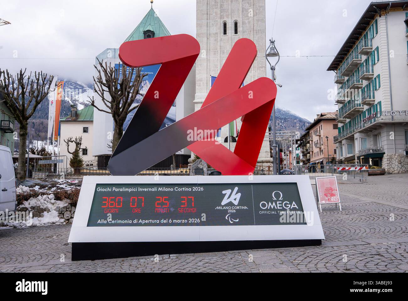 Countdown Clock for Milano Cortina 2026 in Cortina d'Ampezzo Square ...