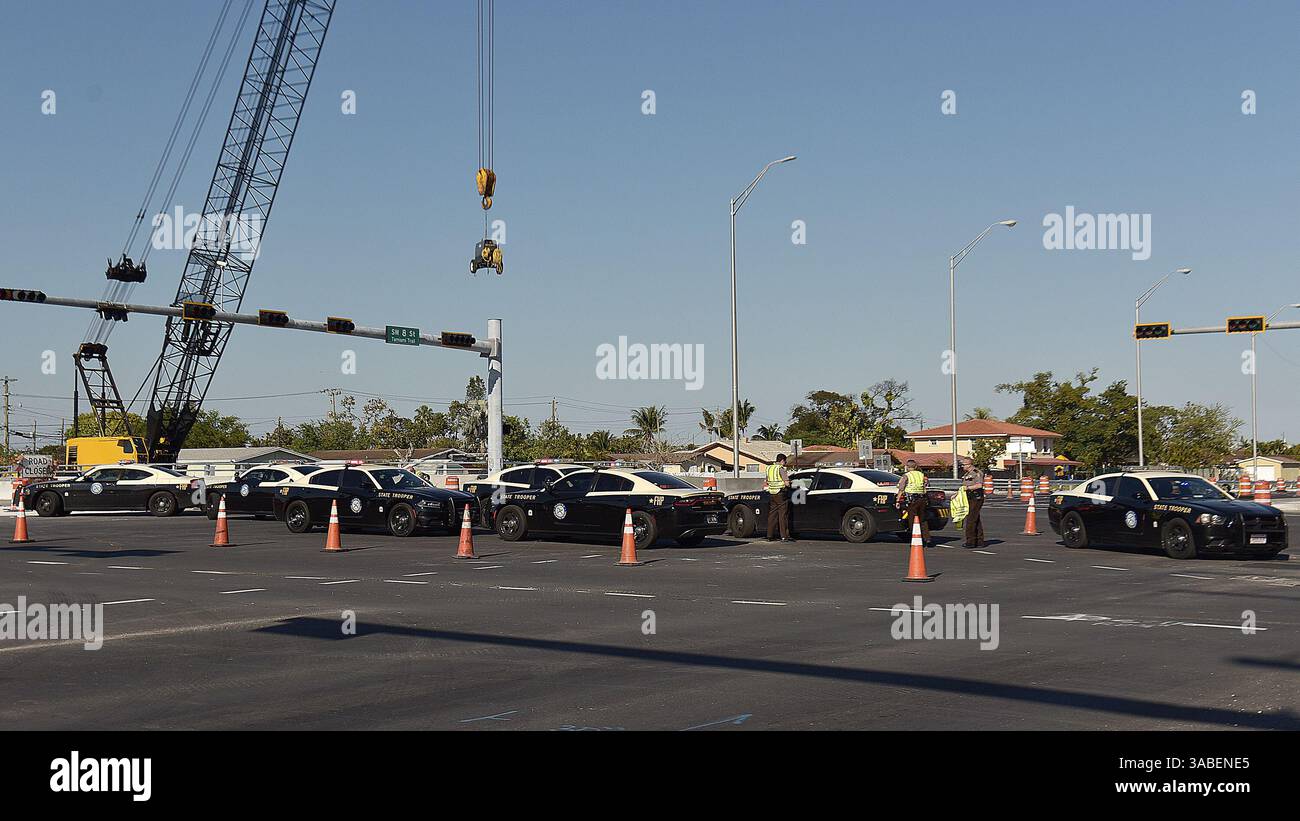 March 15, 2018 - Miami, FL, USA - Florida Highway Patrol vehicles block ...