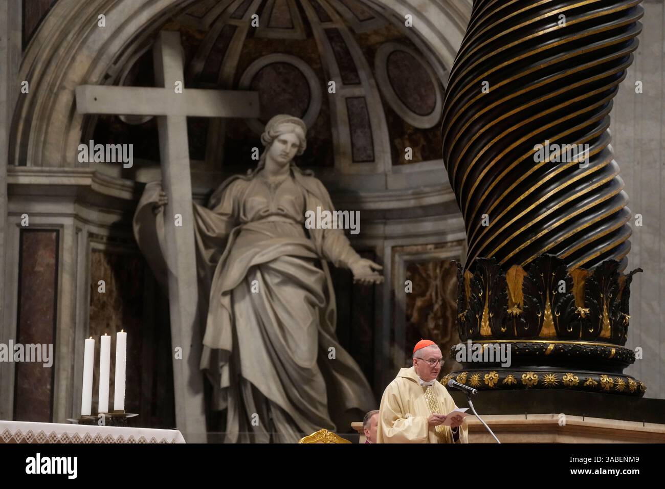 Vatican Secretary of State Cardinal Pietro Parolin, presides over a ...