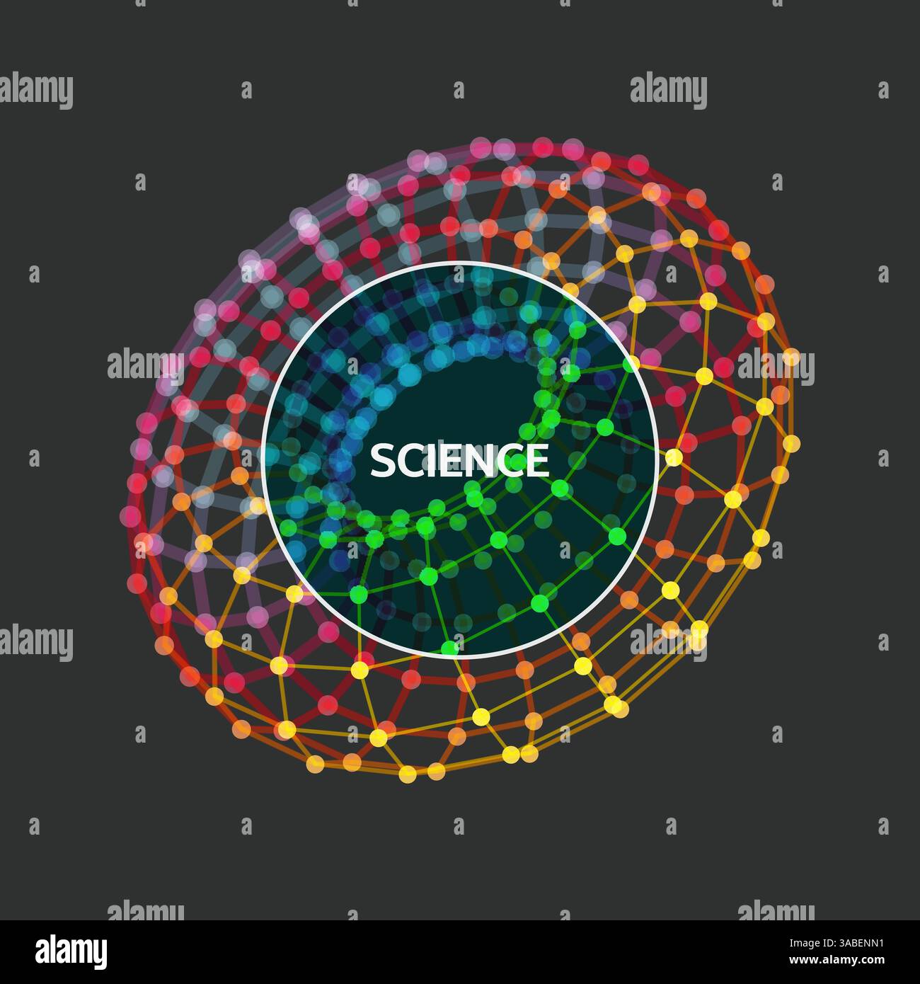 Torus Object With Lines And Dots Molecular Grid Technology Style