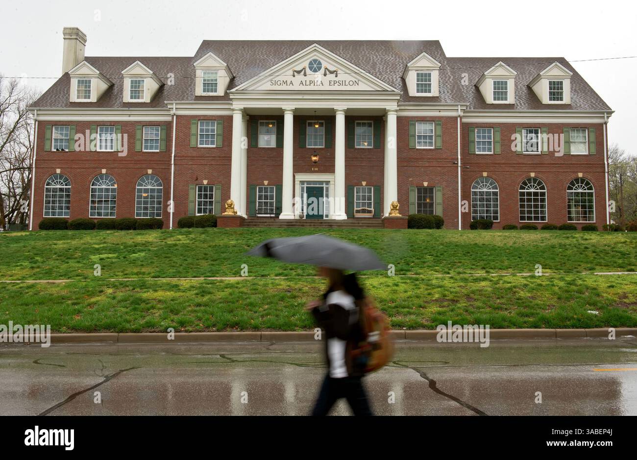 April 10, 2013 - Lawrence, KS, USA - The Sigma Alpha Epsilon fraternity ...