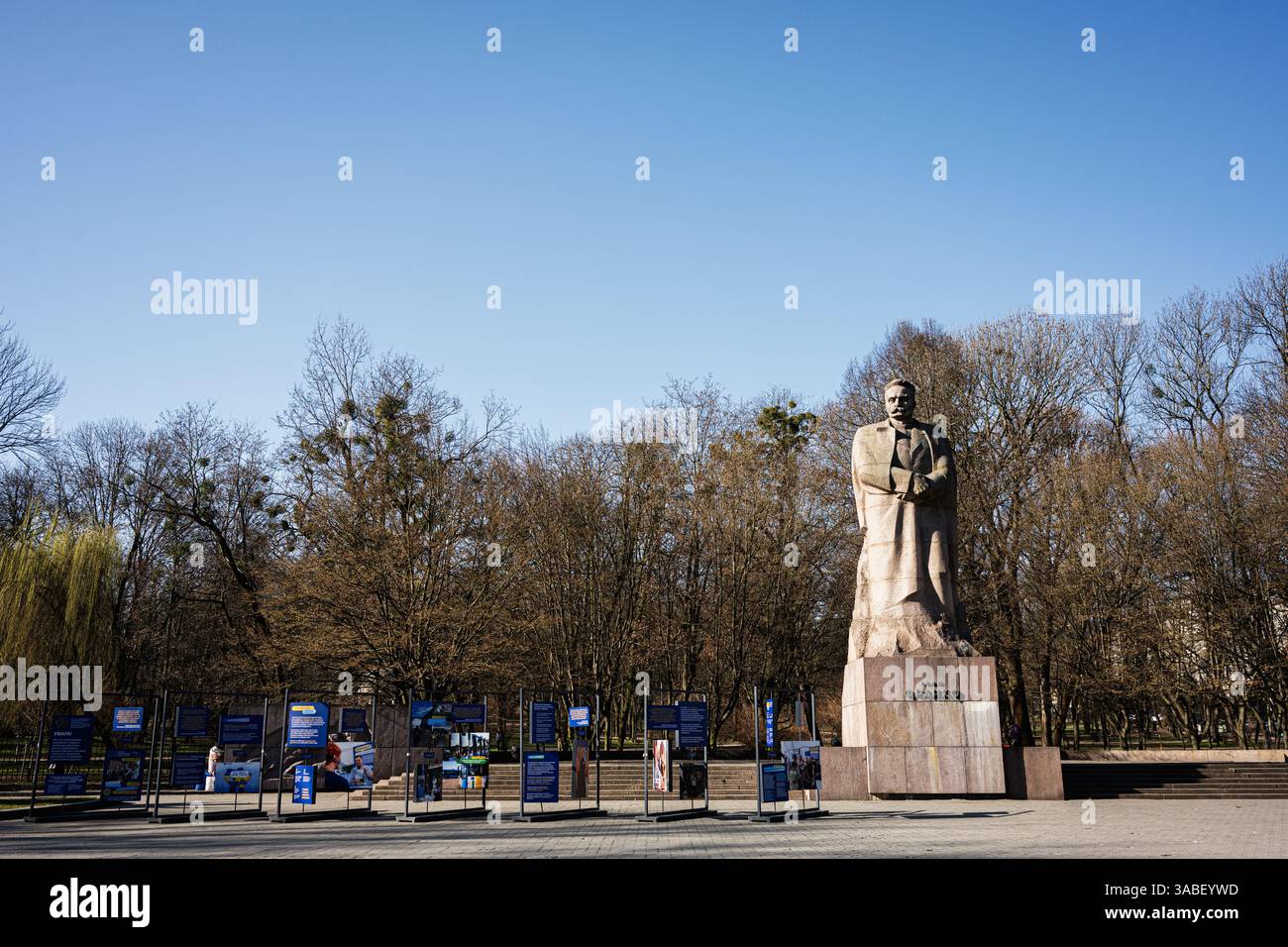 Lviv, Ukraine - April 01, 2025: A monumental Ivan Franko statue with ...