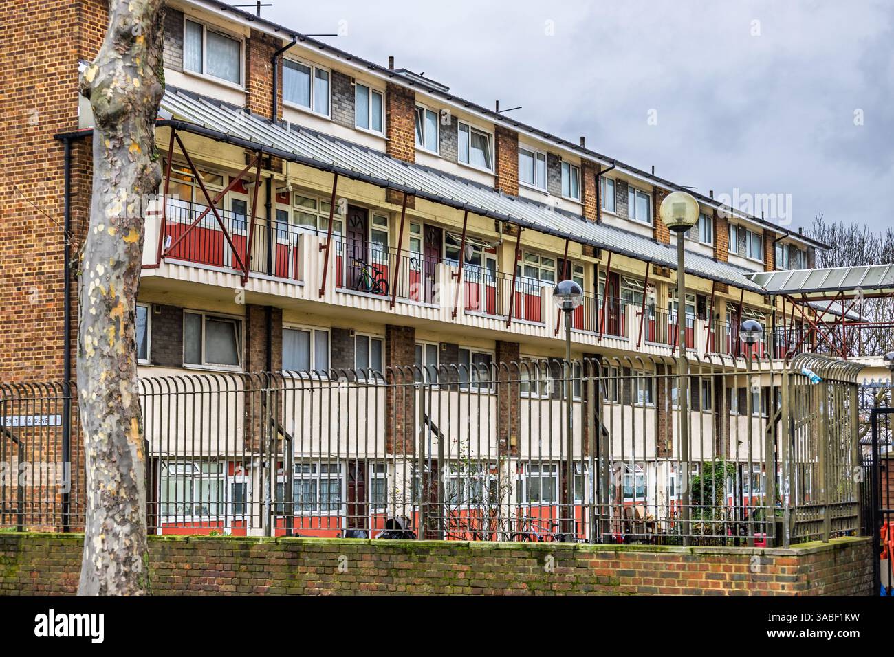 Traditional Council Flats with Balconies in London Suburban Residential ...