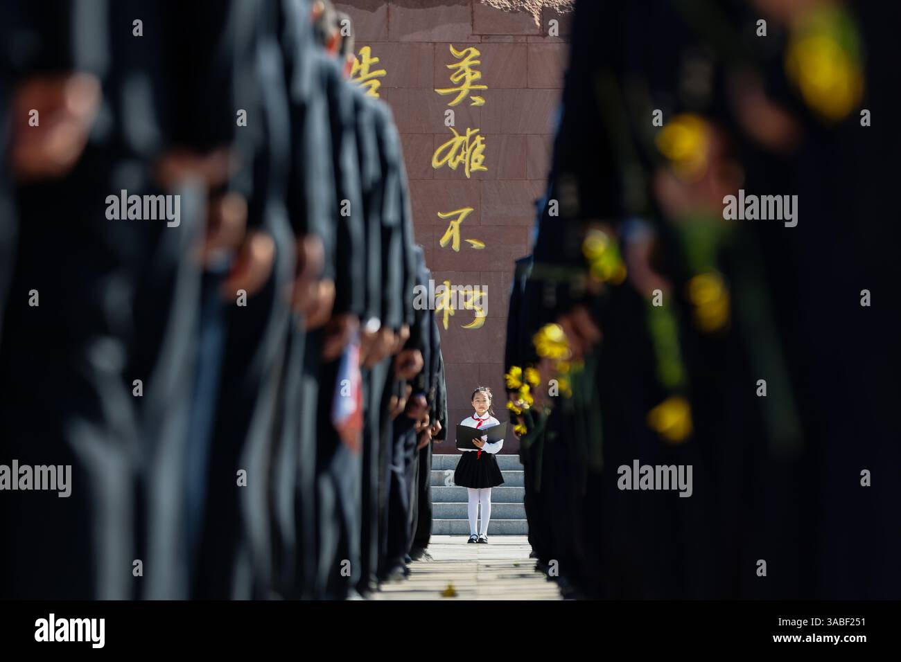 Beijing, China. 2nd Apr, 2025. People pay tribute to martyrs at a ...