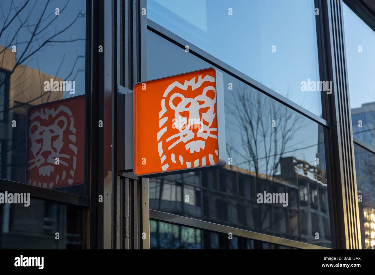 Rotterdam, the Netherlands. 02 February 2025. ING Bank sign logo, ING ...