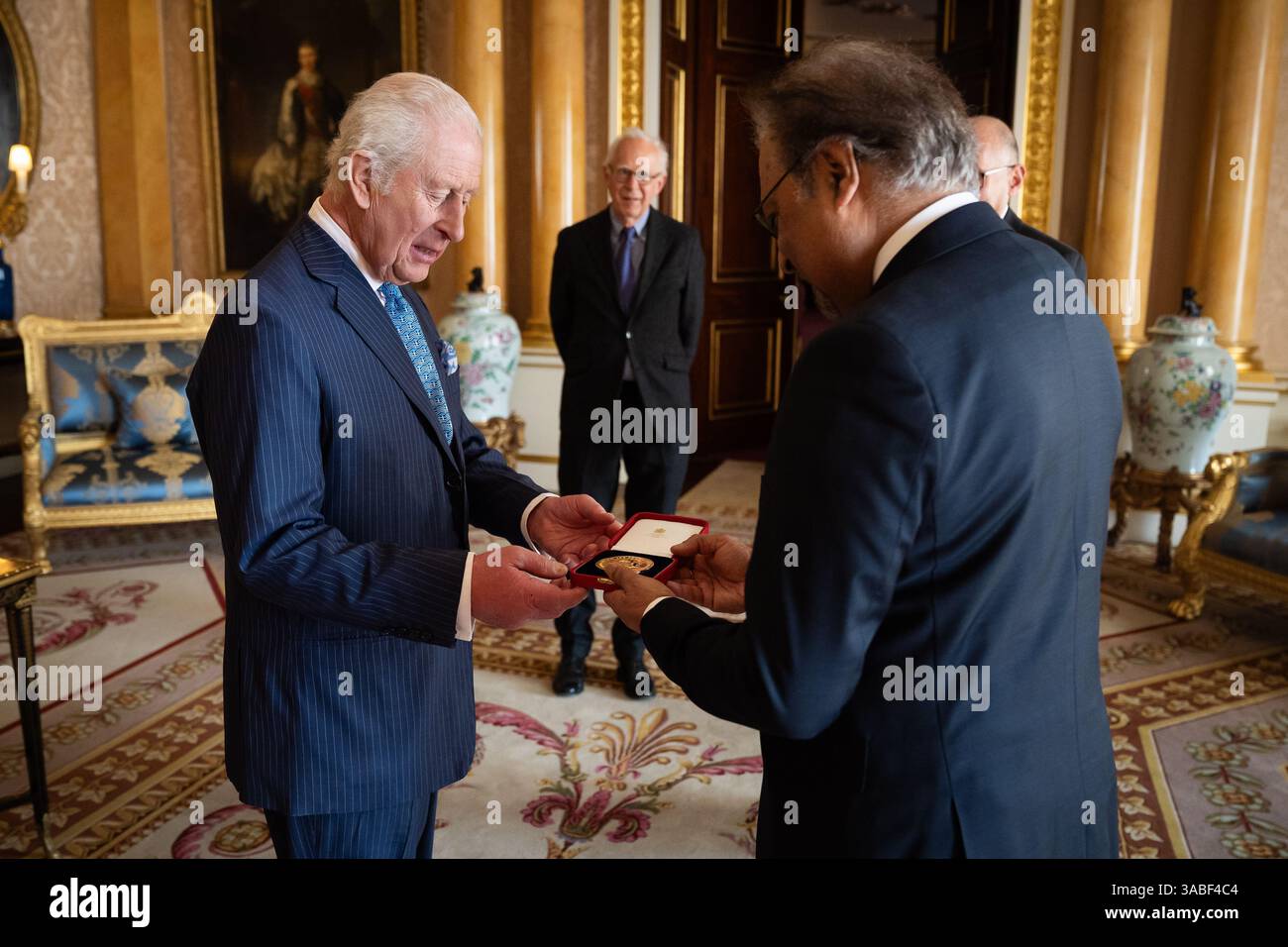 King Charles III, Patron, the Royal Society, presents the Royal Medal ...