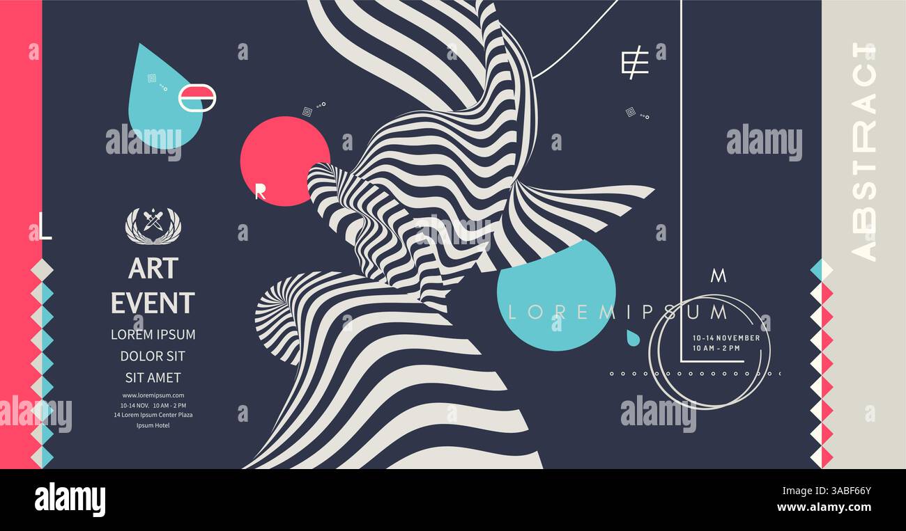 Art event invitation template with date and time details. Background ...