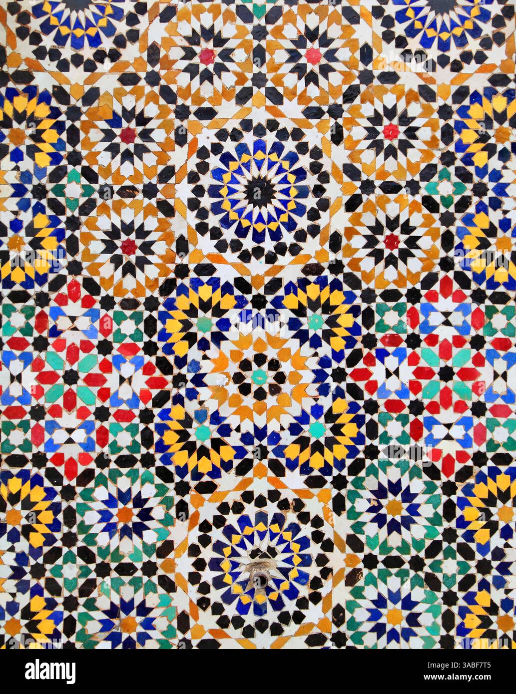 Morocco, Rabat. Typical historical glazed mosaic ceramic wall tiles ...