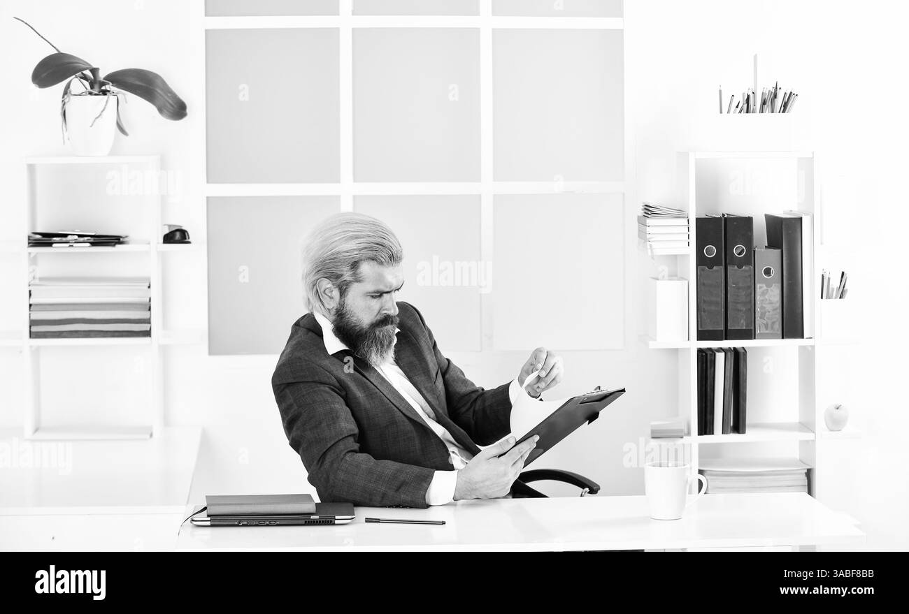 Making great decisions. employee during working day in office. working ...