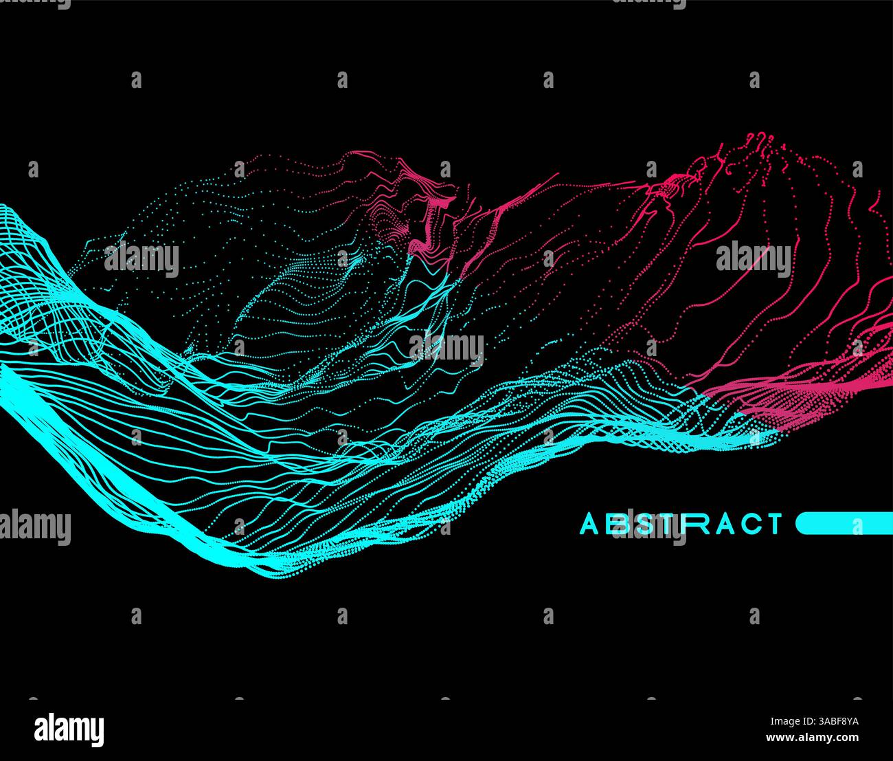 Abstract art. Array with dynamic emitted particles. Water splash imitation. Modern science and ...