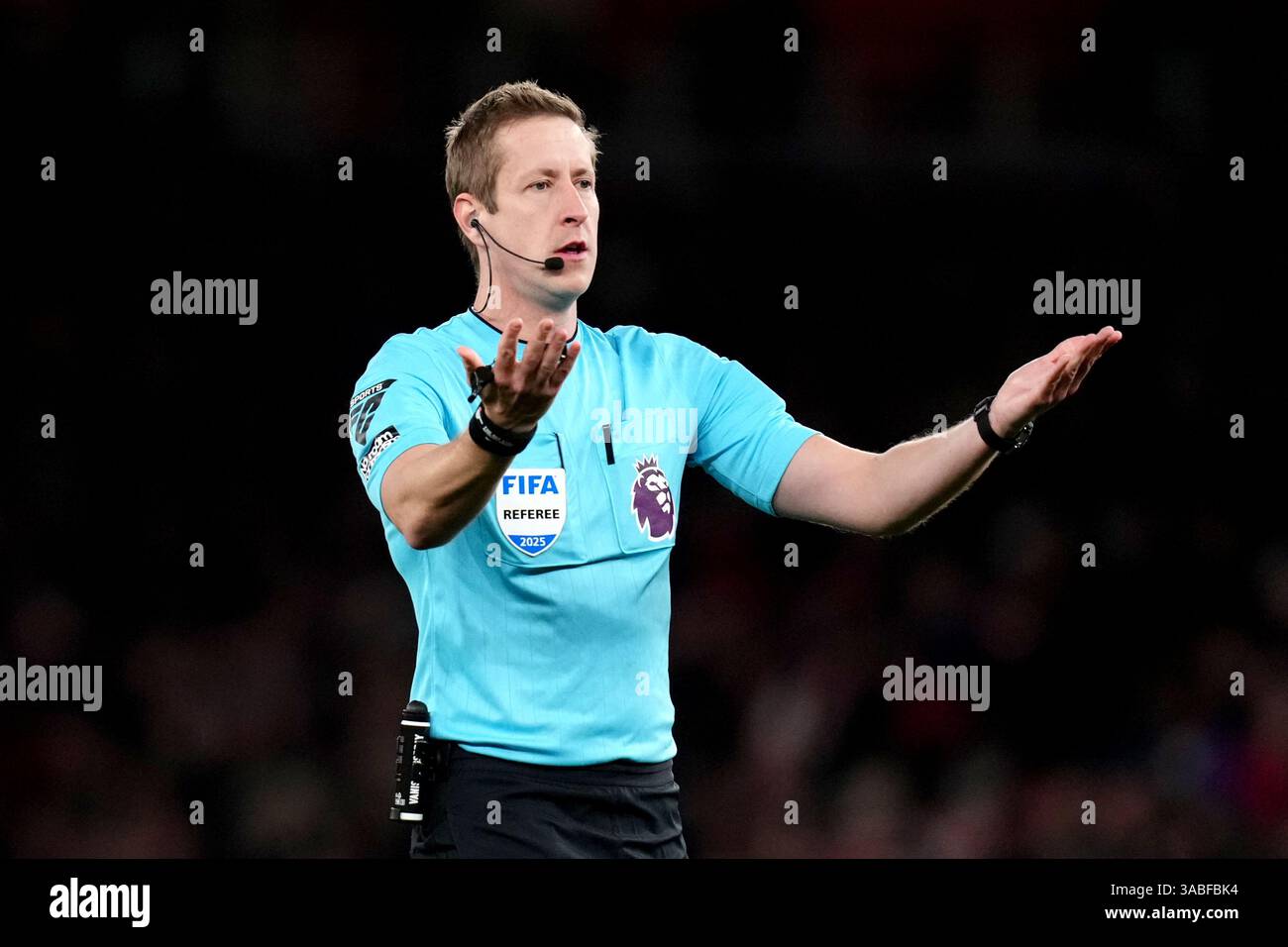 John Brooks, referee during the Premier League match at the Emirates ...
