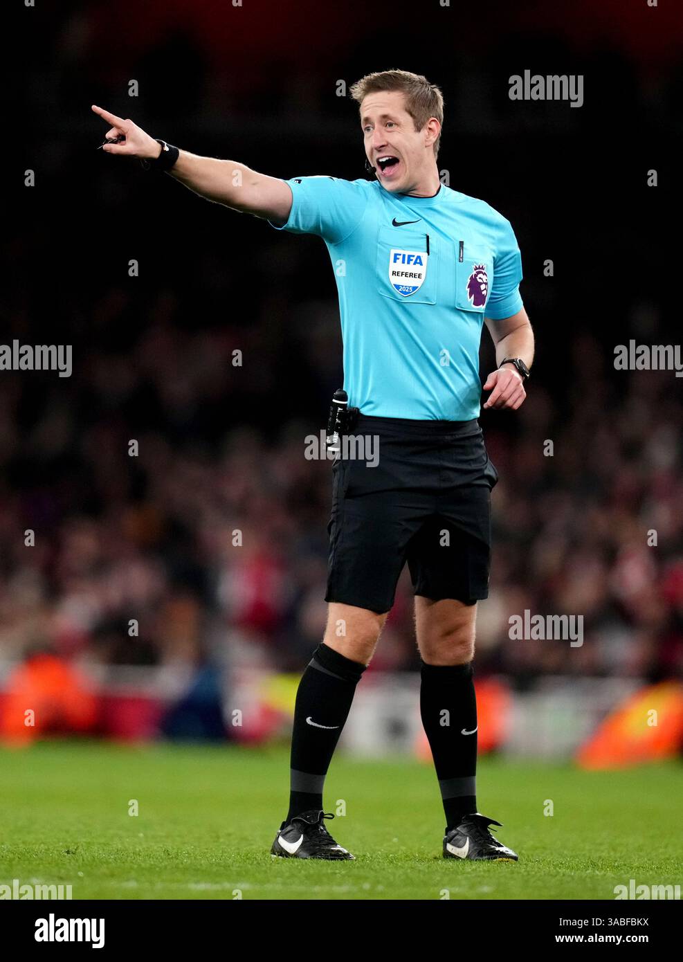 John Brooks, referee during the Premier League match at the Emirates ...