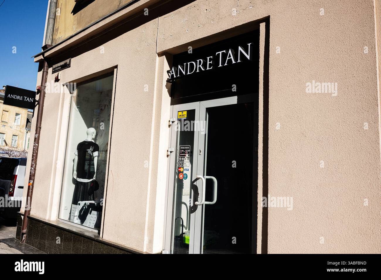 Lviv, Ukraine - April 01, 2025: Andre Tan clothing store exterior with ...