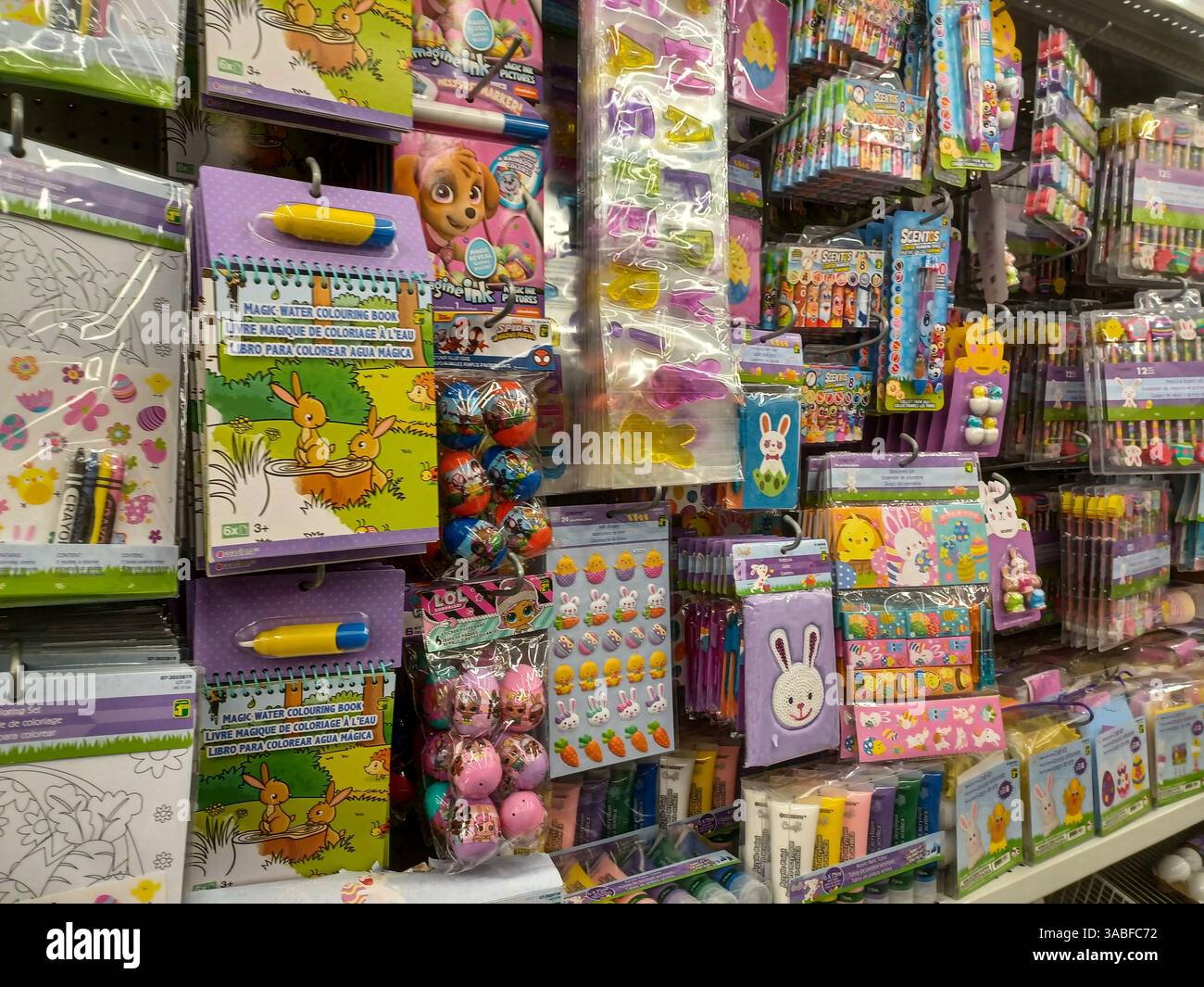 Toronto, ON, Canada – January 31, 2025: A vibrant aisle at Dollarama is ...