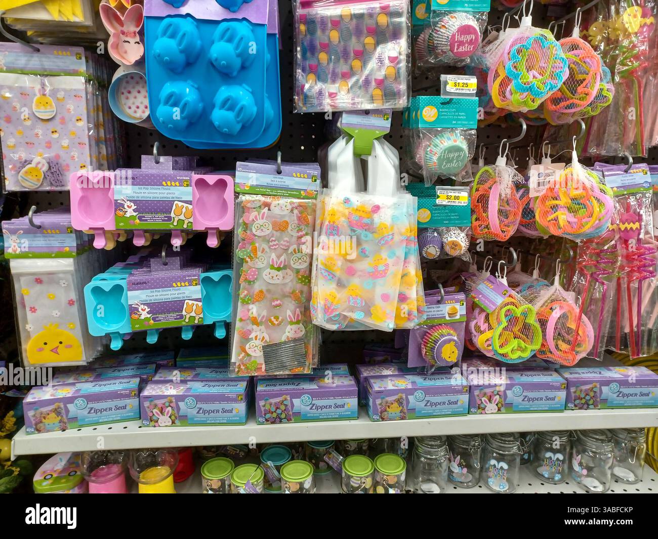 Toronto, ON, Canada – January 31, 2025: A vibrant aisle at Dollarama is ...