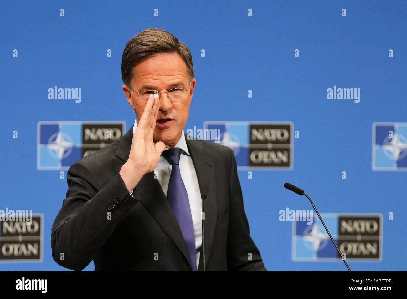 NATO Secretary General Mark Rutte speaks during a media conference ...