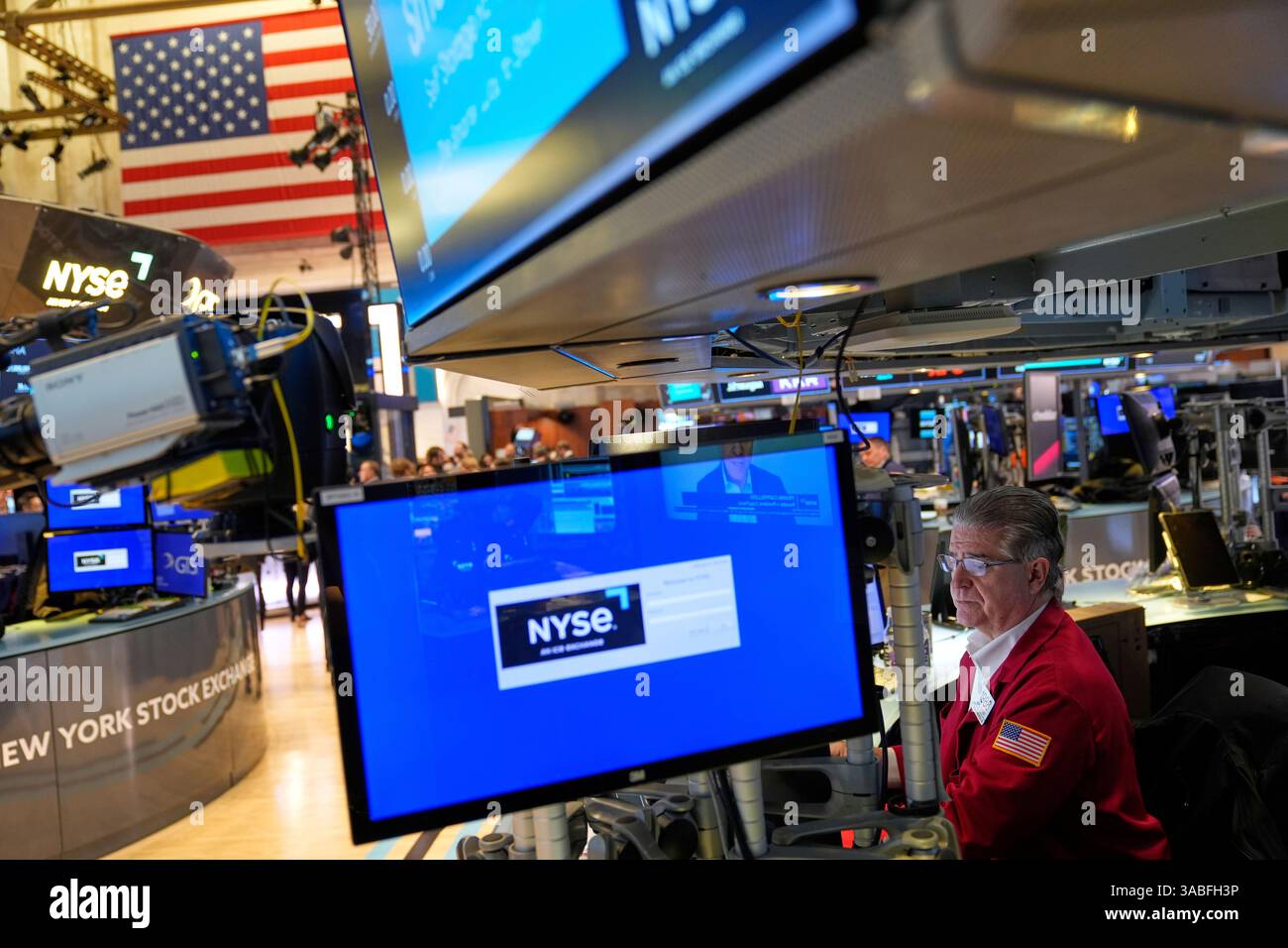 Daniel Kryger works on the floor at the New York Stock Exchange in New ...