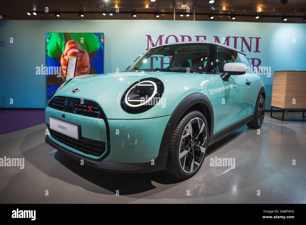 Mint Green Mini Cooper S Displayed at Indoor Exhibition in Munich Stock ...