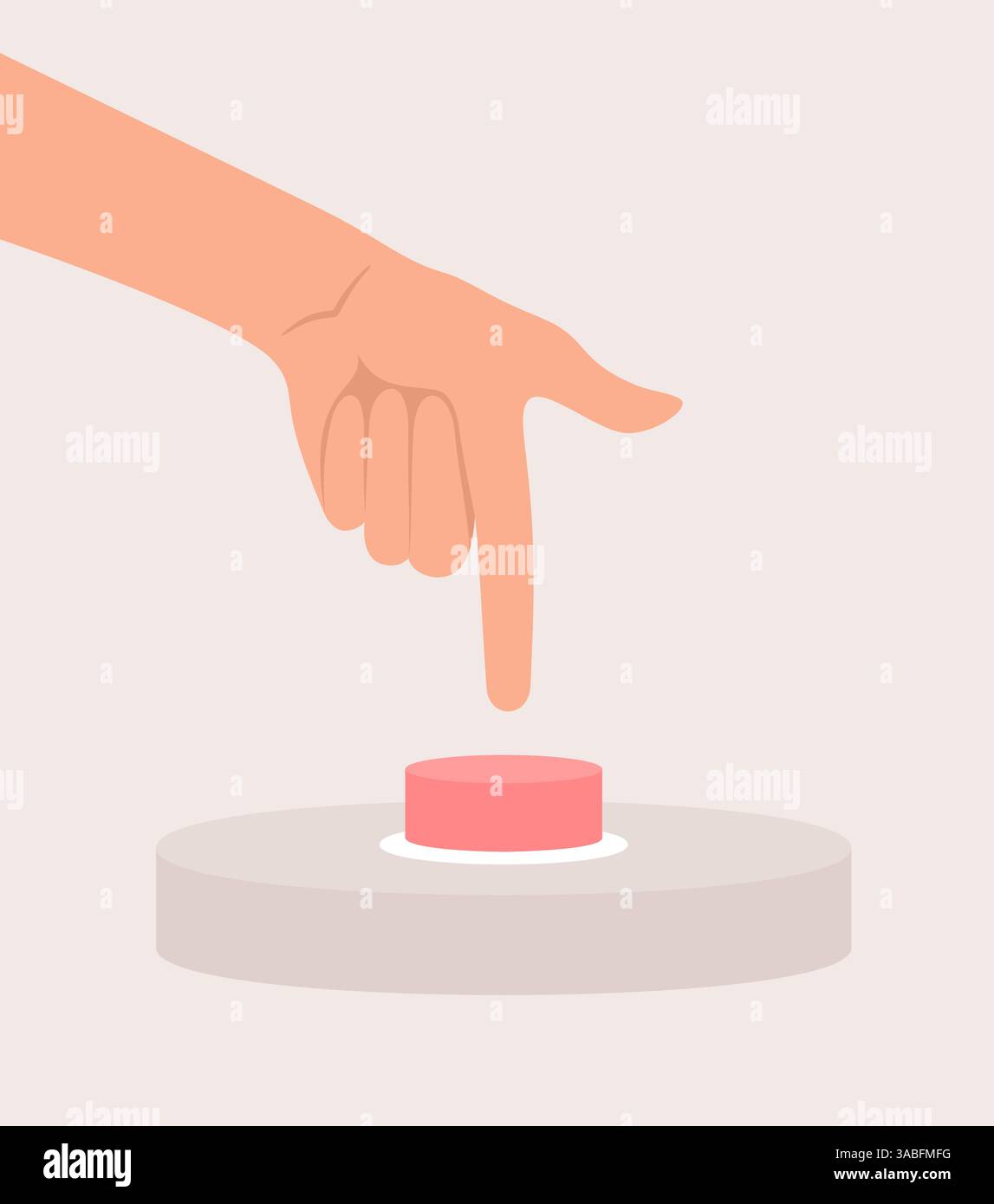 Human hand pressing a red button with index finger. Flat vector illustration Stock Vector Image ...