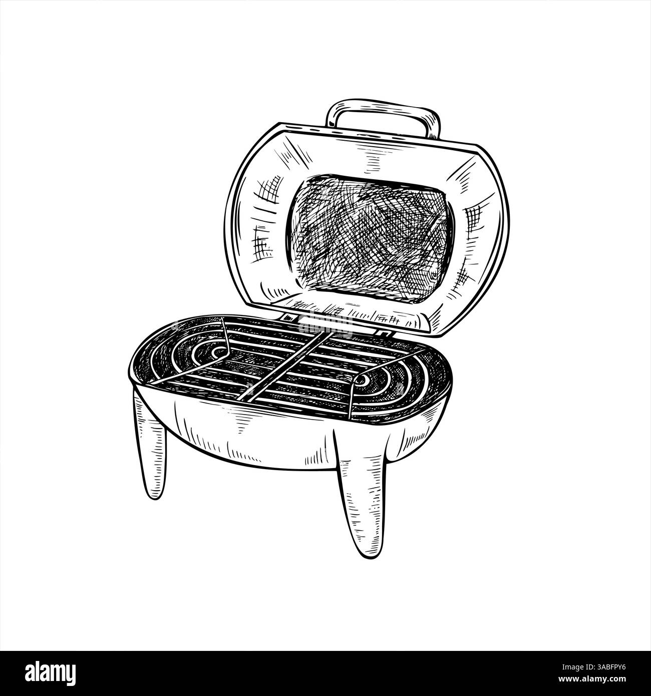 Compact kettle grill with wheels vector illustration painted by black ...
