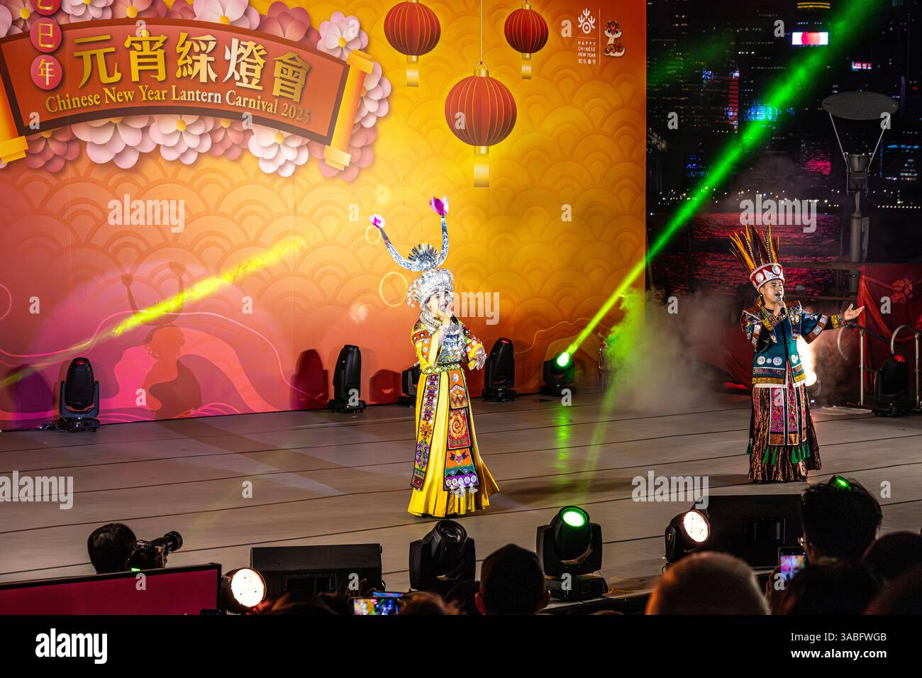 A public show with traditional costume, song & dance at the Chinese New ...