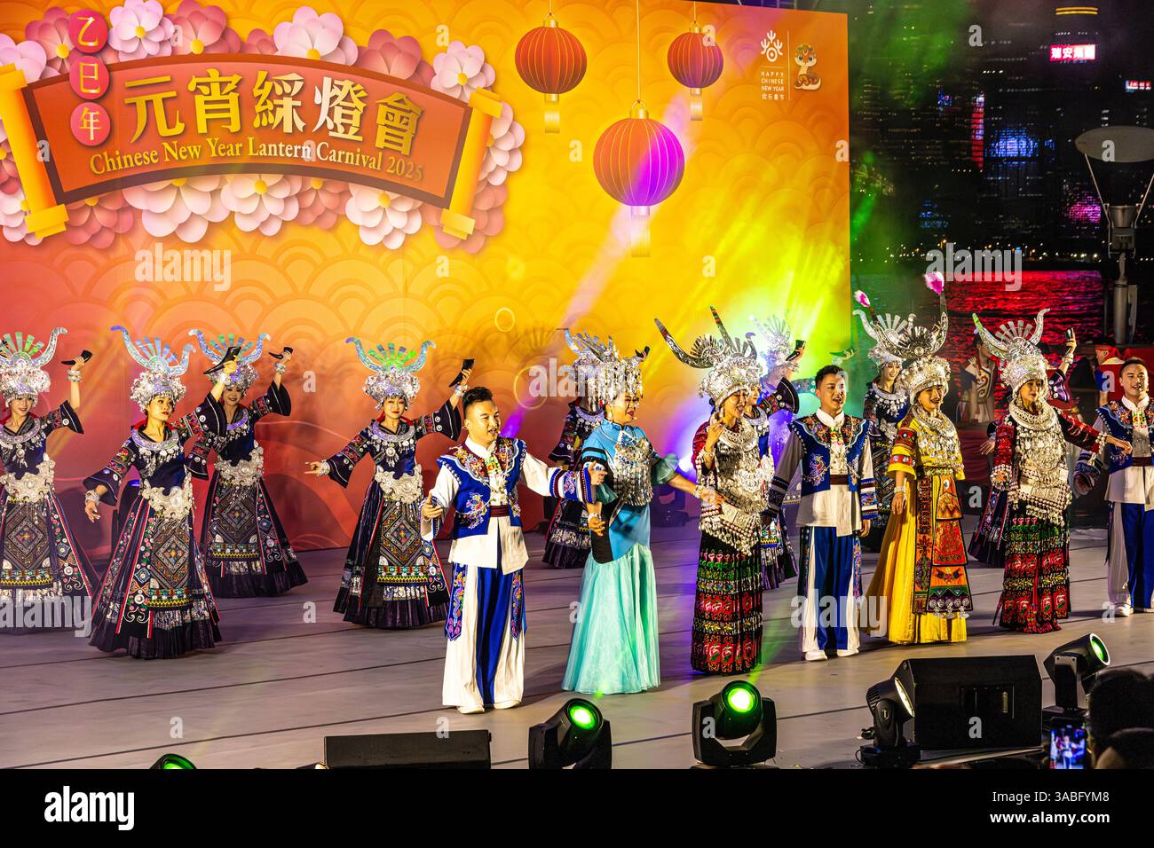 A public show with traditional costume, song & dance at the Chinese New ...
