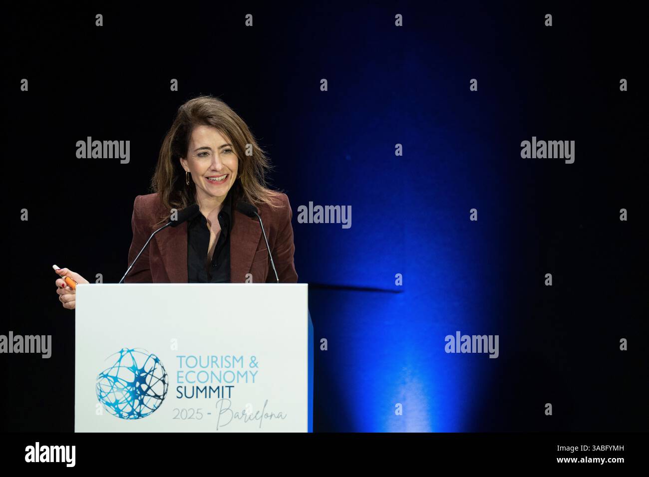 The president of Paradores, Raquel Sanchez, speaking during the Tourism ...