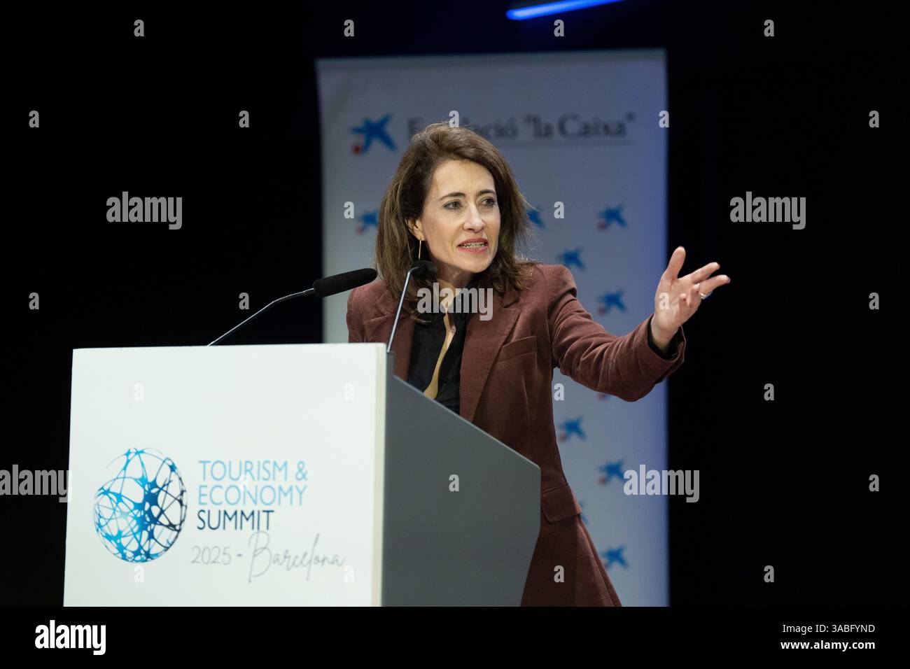 The president of Paradores, Raquel Sanchez, speaking during the Tourism ...